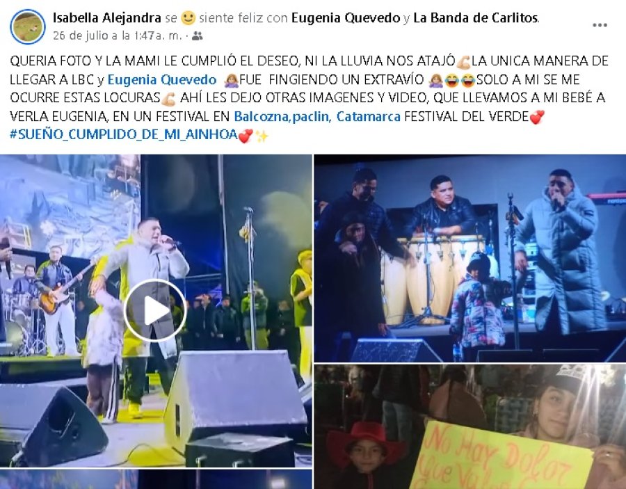 Fingió que su hijita se perdió para que conozca a Euge Quevedo: "No nos ...